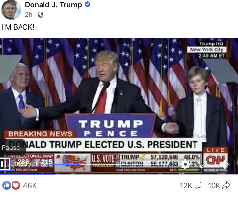 JUST IN: President Trump Returns to Facebook for the First Time Since ...